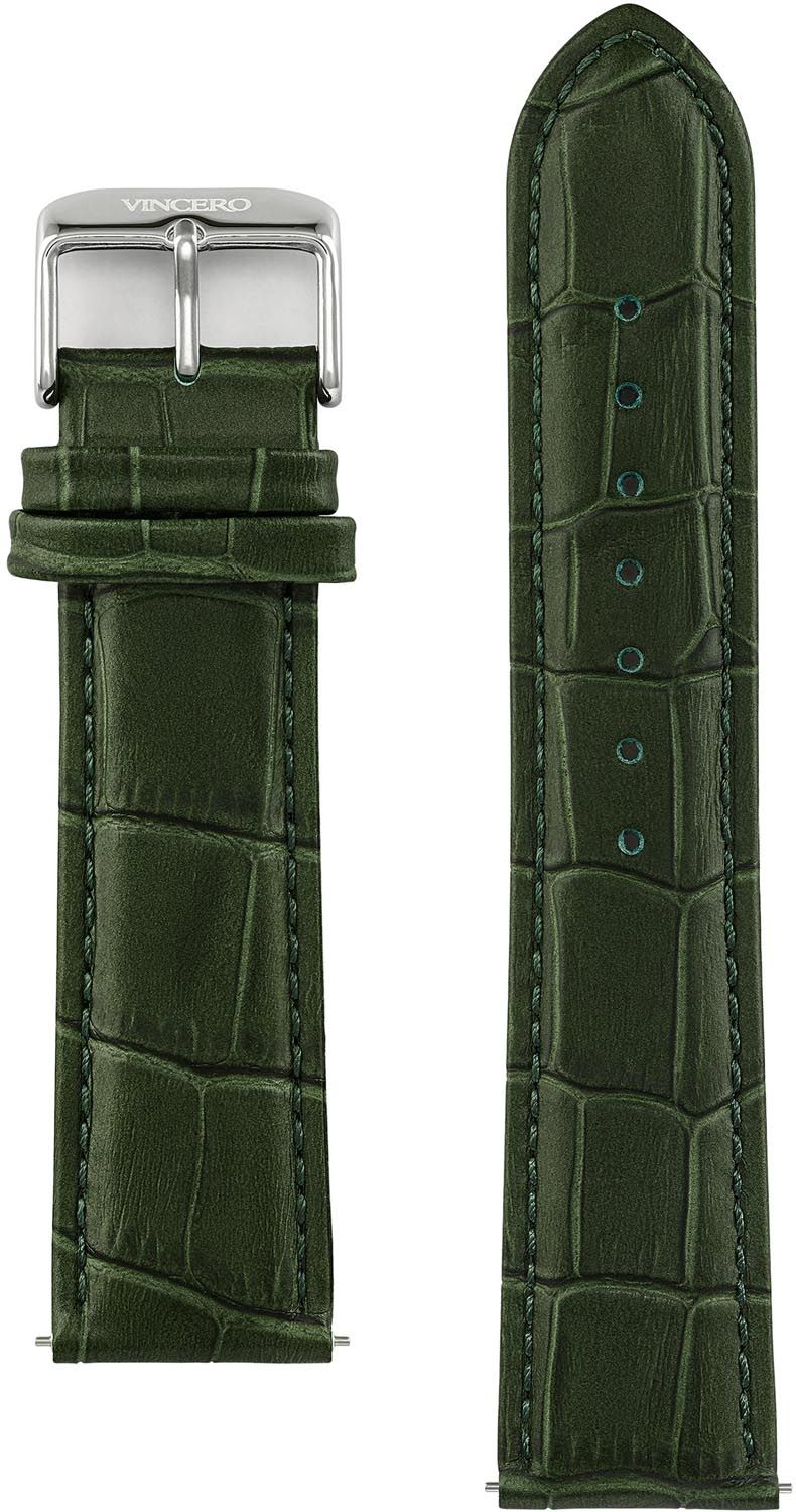 Vincero Olive Croc Silver Strap 22mm Oil-Sil-R24